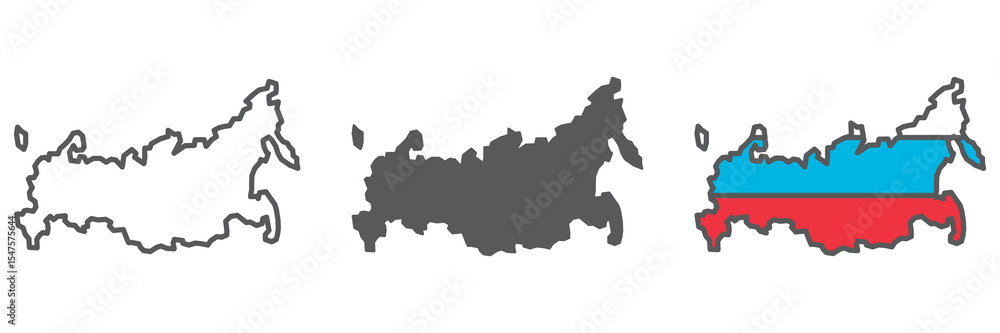 Poster Map of Russia icon collection, country and geography, Russia map ...