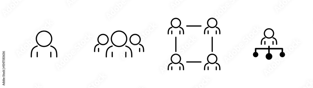Poster User and team icons, Group network symbol set, People connection ...