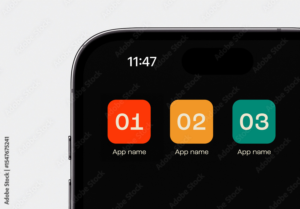 Minimalist App Icon Mockup Template – Realistic Smartphone Screen UI ...