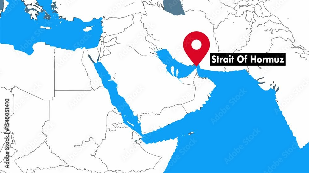 4K Vector map animation of the Middle East with Strait of Hormuz ...