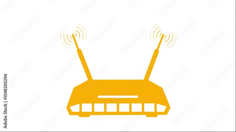 Animated WiFi Signal from Broadband Router, Wireless Modem Signal ...