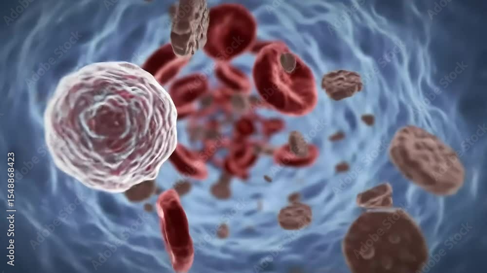 Microscopic Bloodstream View Red Blood Cells White Blood Cells and ...