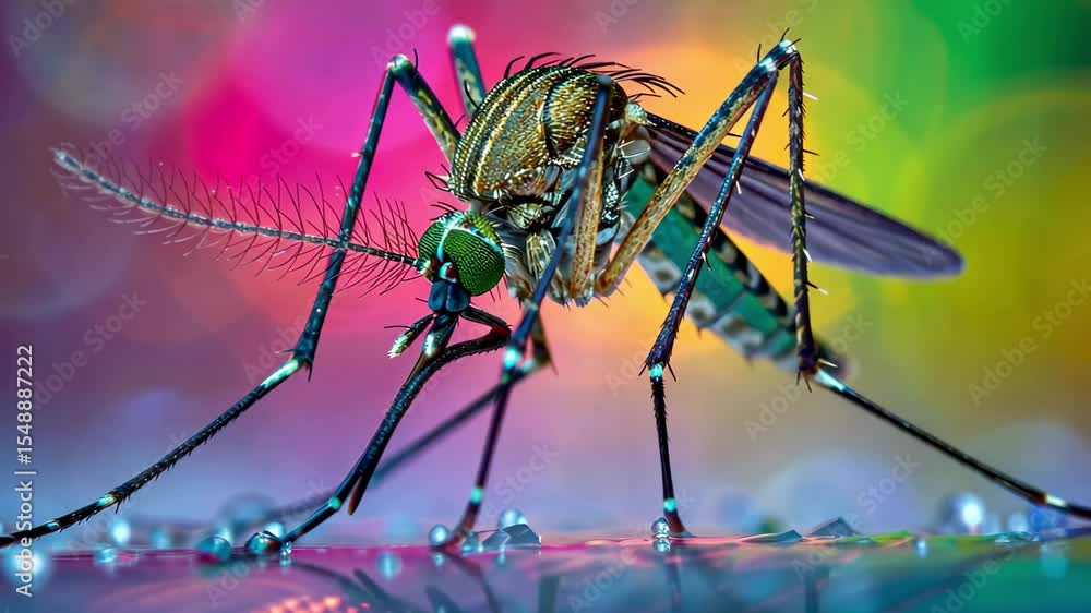 Investigating a mosquito under microscopic examination revealing ...