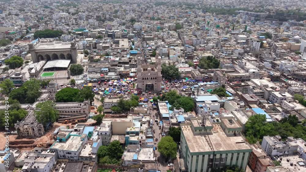 Hyderabad, India: Aerial view of Charminar, iconic monument and symbol ...