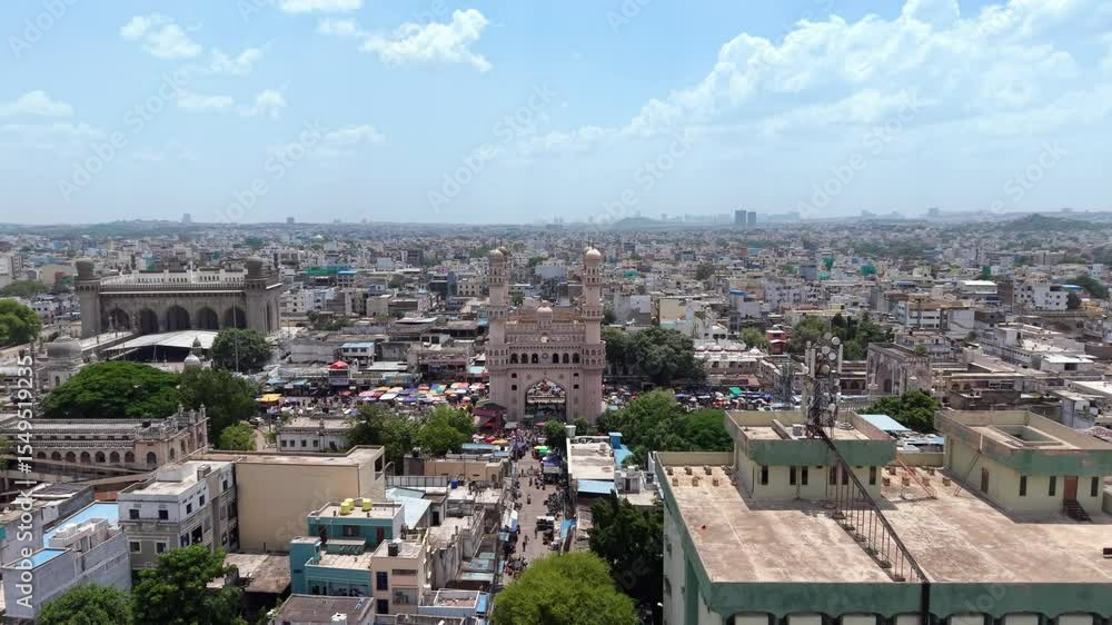 Hyderabad, India: Aerial view of Charminar, iconic monument and symbol ...
