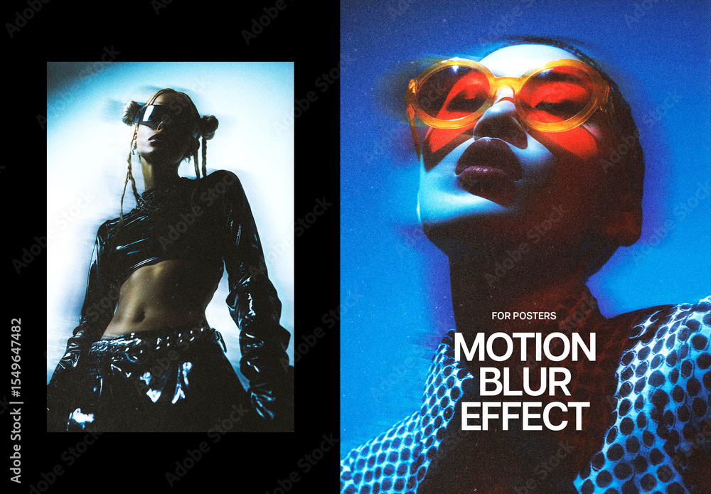 Dreamy Motion Blur Poster Photo Effect Mockup Stock Template | Adobe Stock