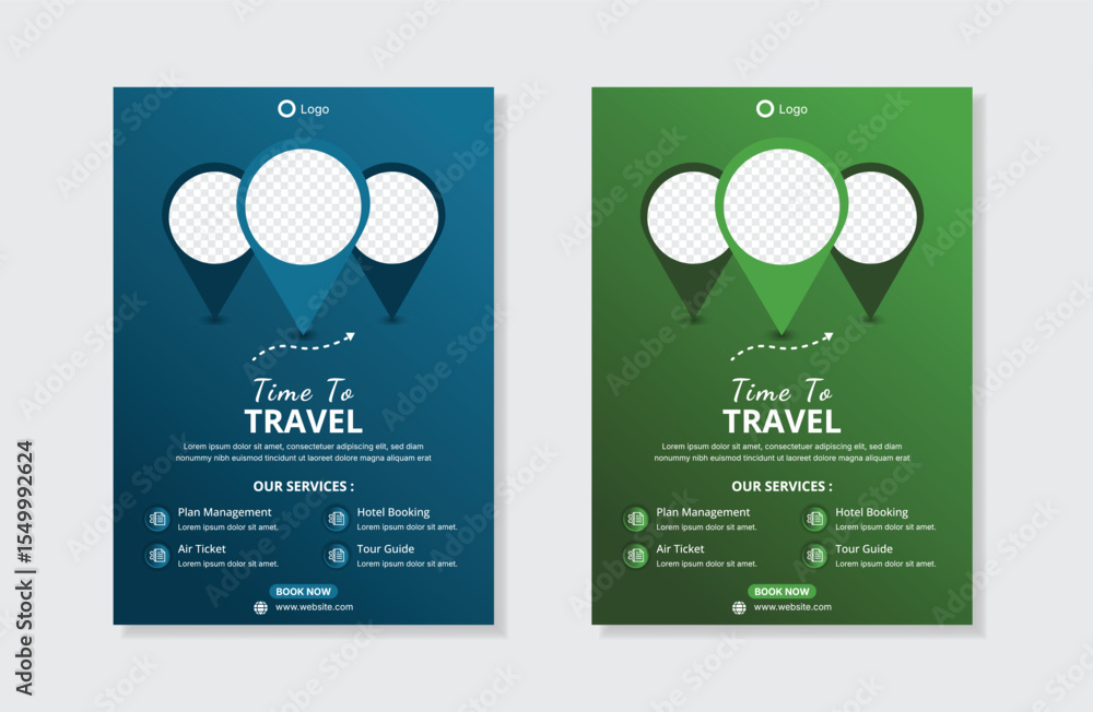 Poster Modern and clean travel flyer layout template design bundle ...