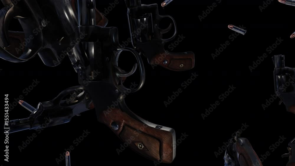 Gun And Bullets Falling Down Alpha is alpha motion footage for ...
