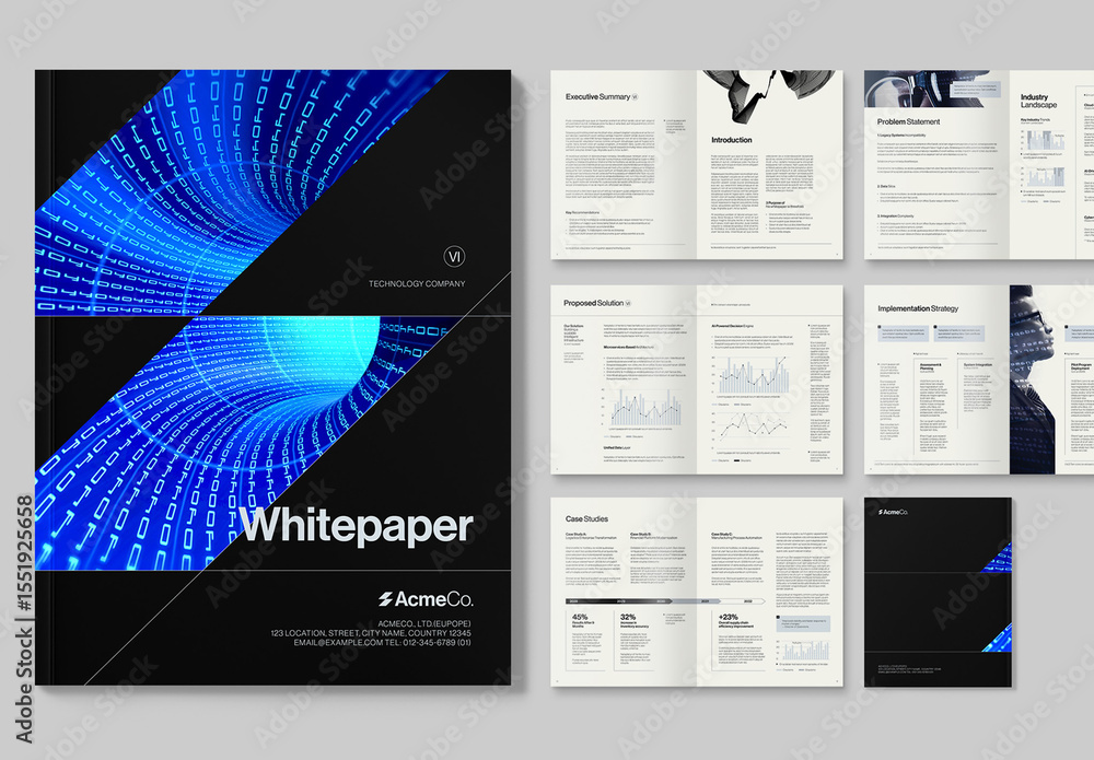 White Paper Template for Company Reports, One Page Factsheets ...