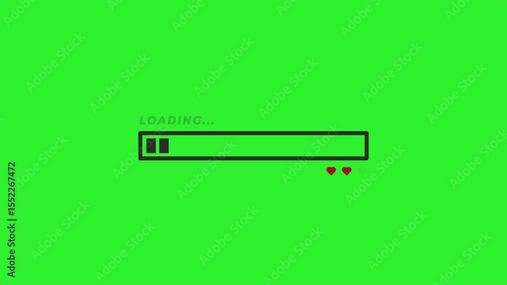 4k animation of Loading Screen Icon with Progress Bar and Heart Symbols ...