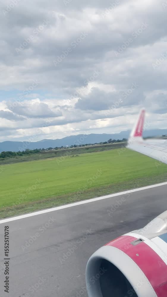 Aircraft Taking Off, Turbine and Wing Seen From Window Seat - 4K ...