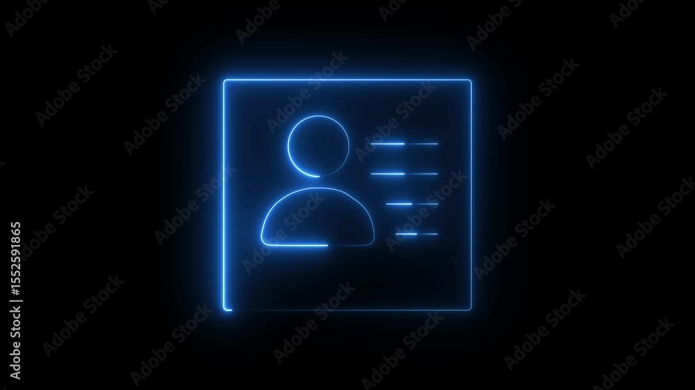 ID Card icon. Neon Identification card outline icon .Animation ...