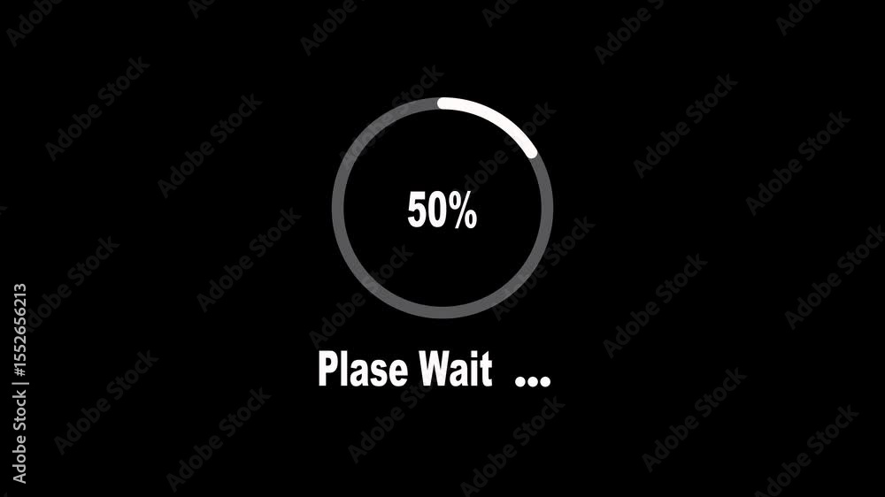 Animated neon glowing process of Please Wait animation 100%. Please ...