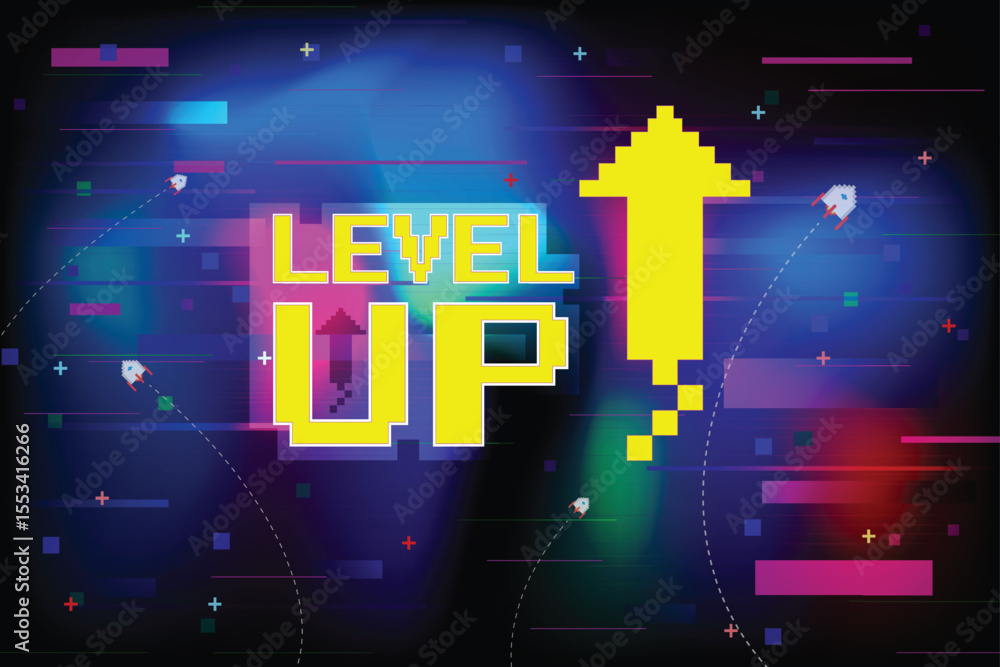 Poster LEVEL UP icon pixel art – Wall Art | UkPosters