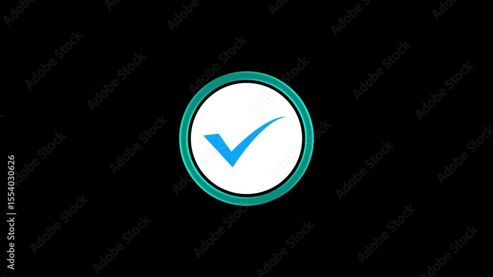 Check Mark Animation in Circle, Confirmation Symbol on Black Background ...