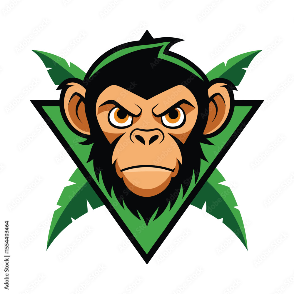 Poster Cheeky monkey head mascot logo with mischievous grin and raised ...