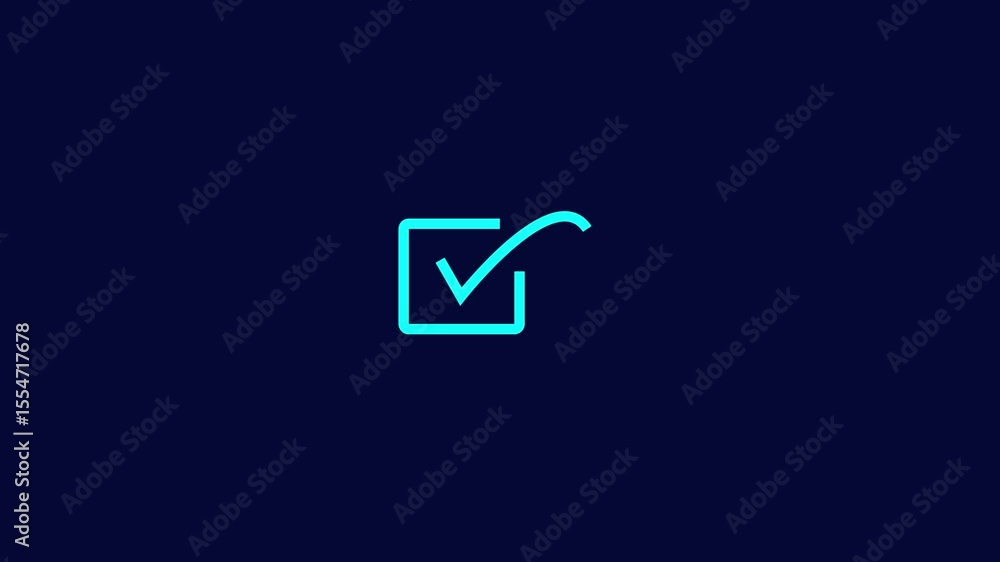 Check mark inside a rectangle animated. glowing line check mark icon ...