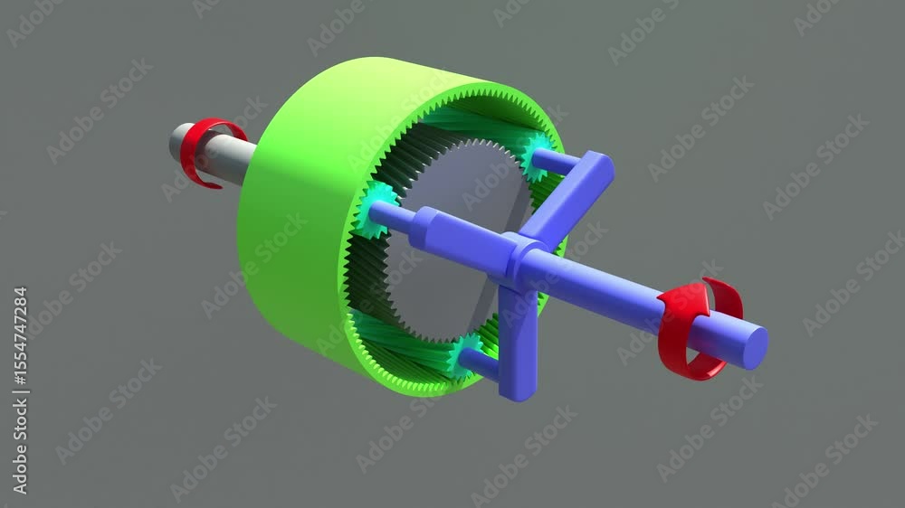 Exploded View of Planetary Gearbox System. Technical 3d Render สต็อก ...