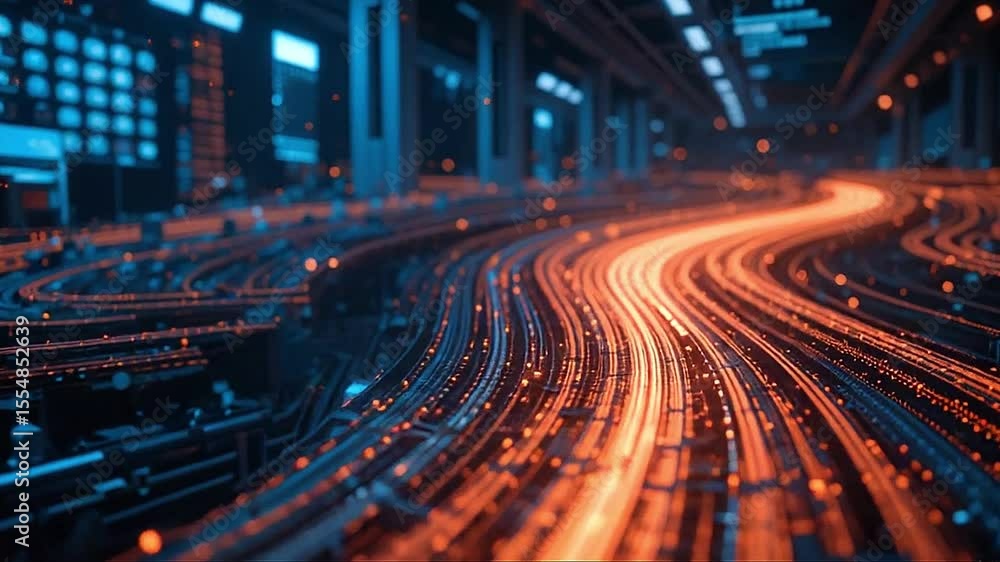 Tracking shot following streaming data pulses along curved virtual ...