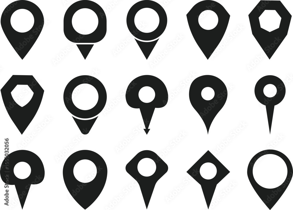 Map pin. Location icons. Map markers. Map icon. Map pointer. Vector ...