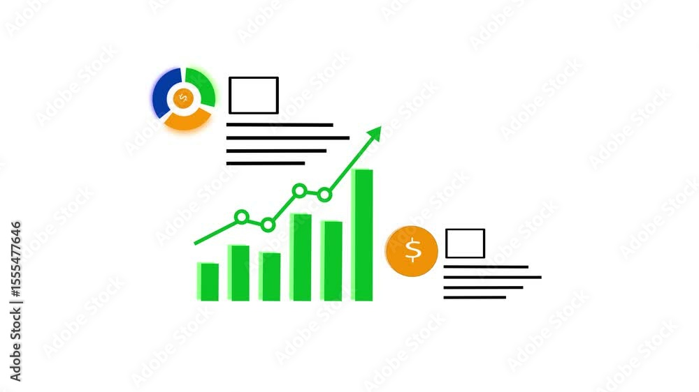 Bar and pie chart animation for finance overview. Pie and bar chart ...