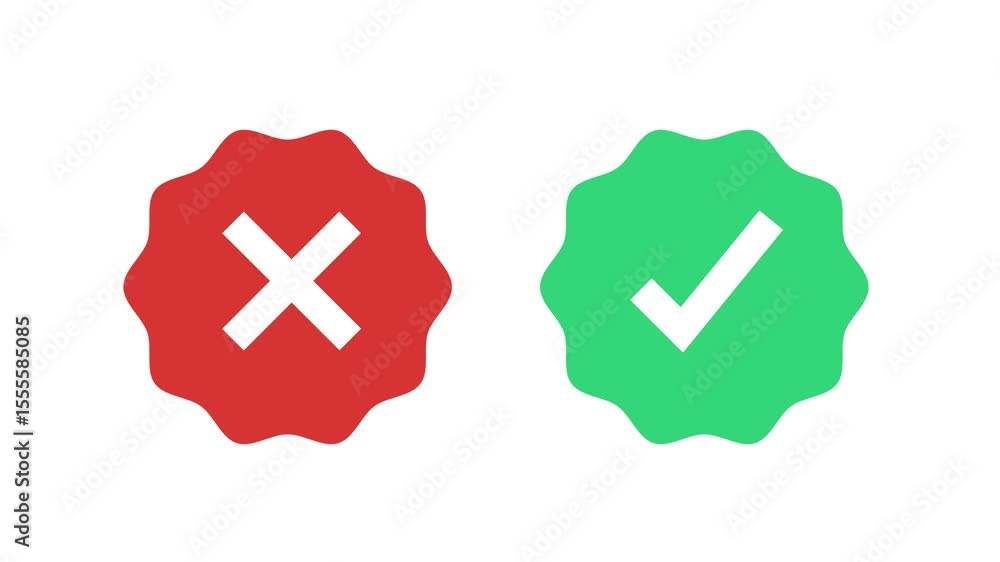 Green check mark, red cross mark Animation. Animated checklist signs ...