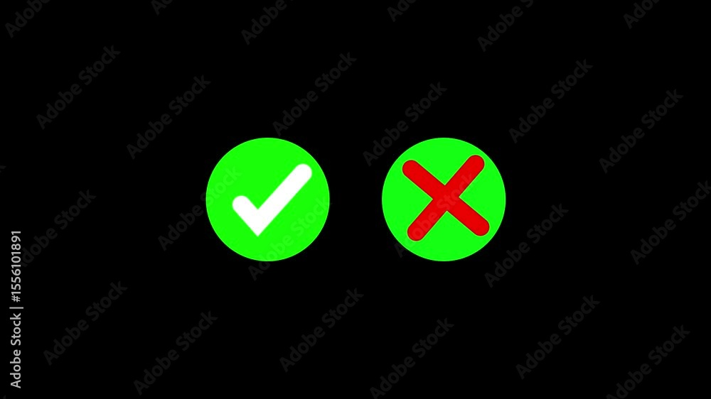 Green check mark, red cross mark Animation. Animated checklist signs ...