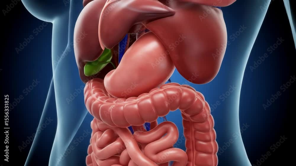 Stockvideon Human Digestive System Anatomy - Detailed 3D video of the ...