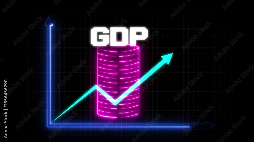 Neon GDP Growth Animation, Coin-Based GDP Graph, Domestic Financial ...