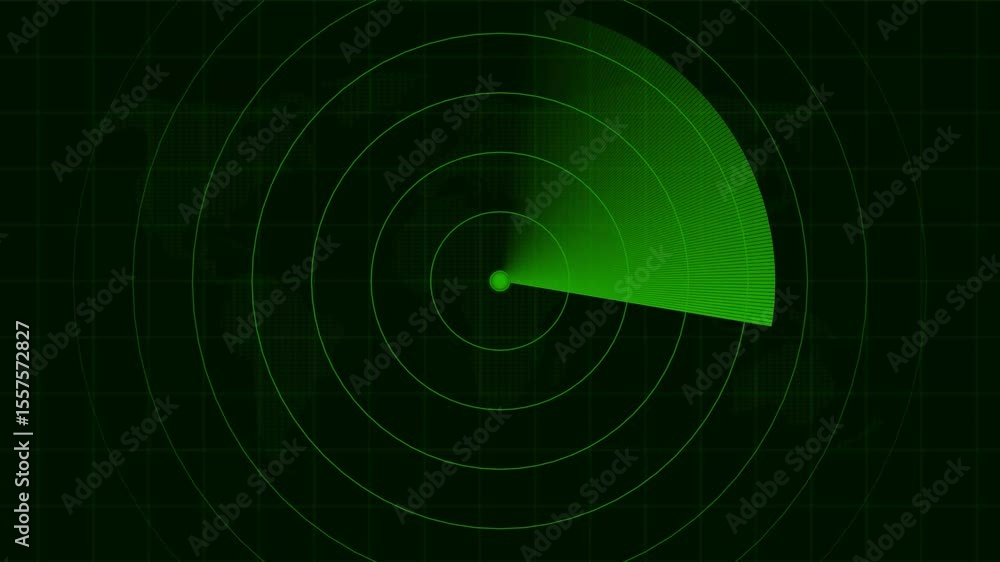 Radar screen with scanning beam and circular grid. radar with stylized ...