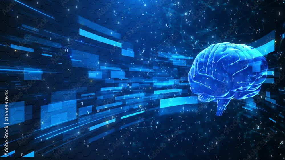 Digital brain spinning and data processing. Business, technology and ...