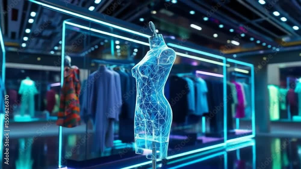 Futuristic fashion concept, blockchain technology, sustainable supply ...