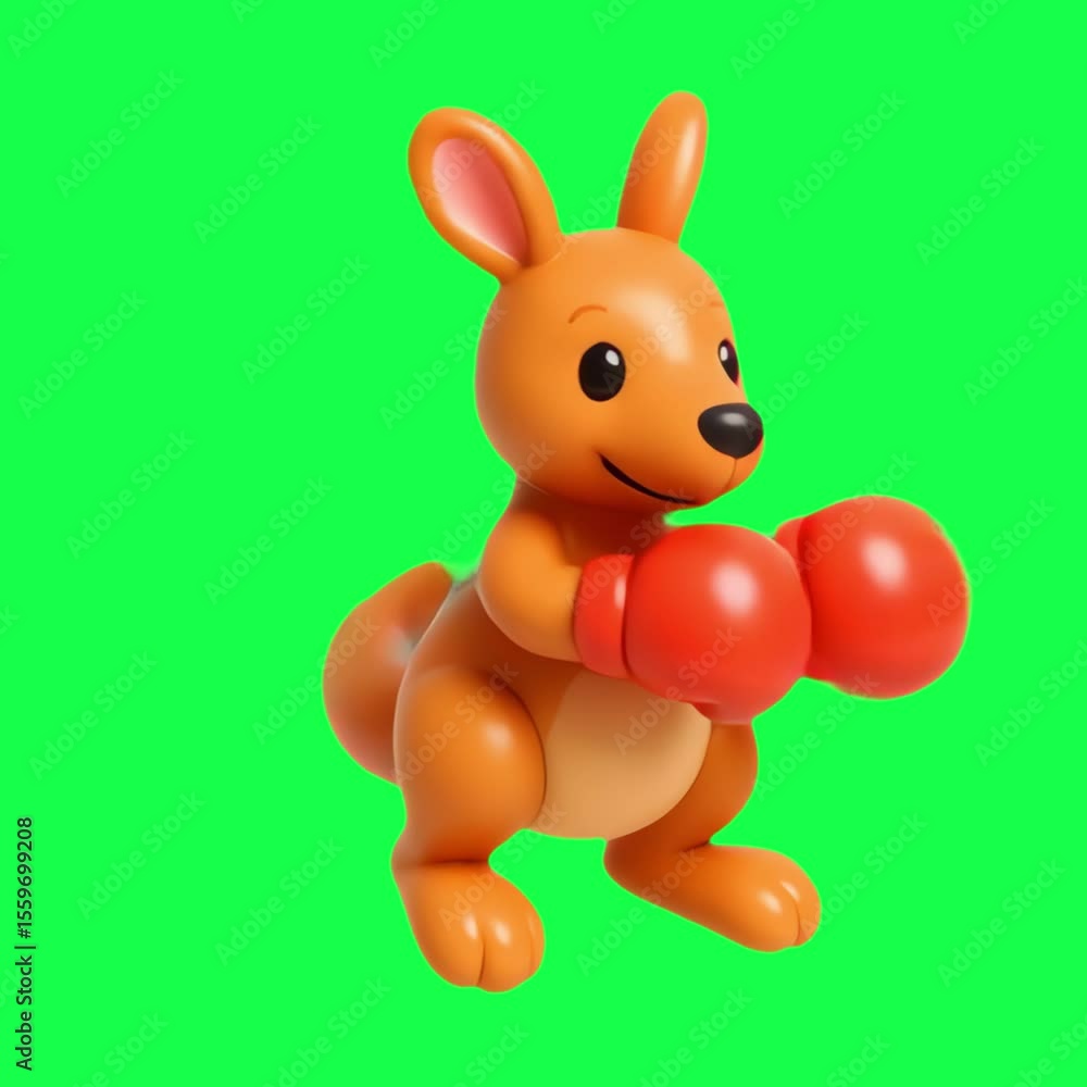 Cartoon kangaroo with boxing gloves animation, transparent 4K video ...