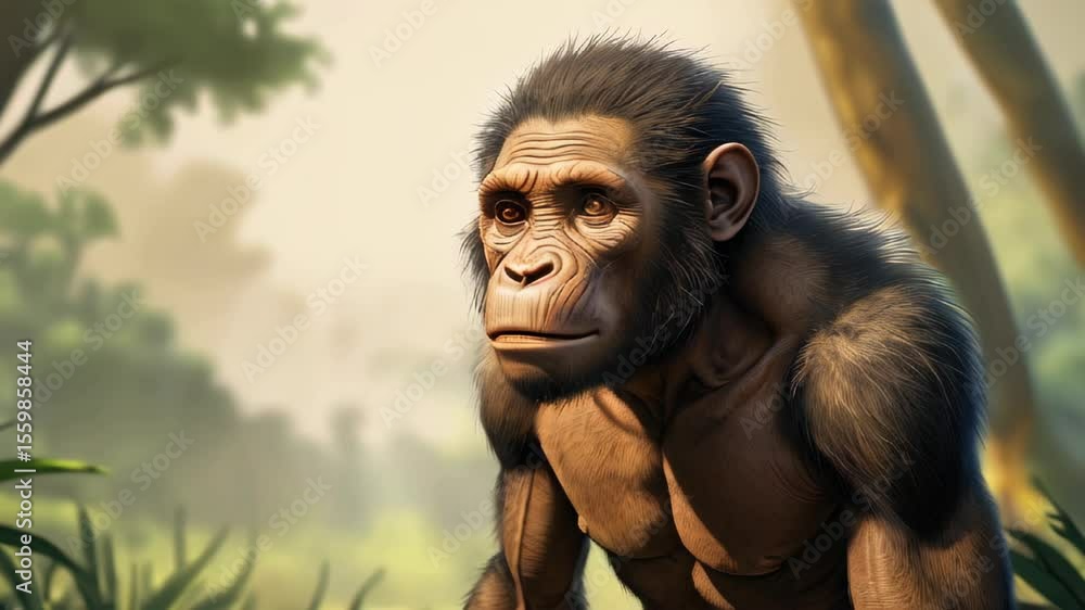 video A detailed portrait of Australopithecus, capturing the facial ...