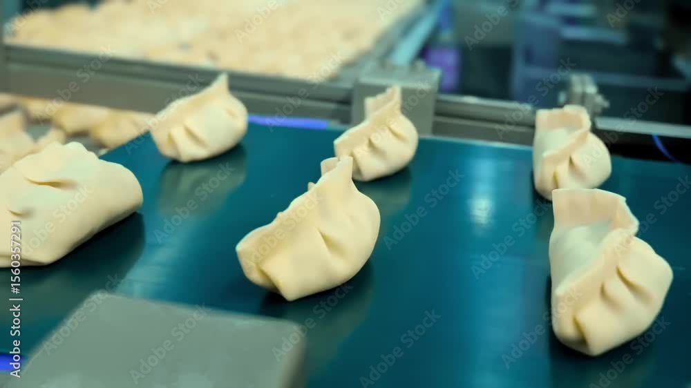 The Automatic Production Line of Dumplings operating within a modern ...
