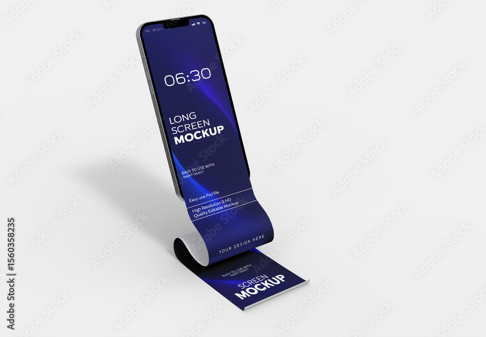 Phone Long Screen Mockup Stock Template | Adobe Stock