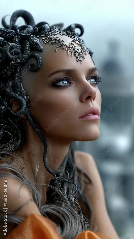 Jellyfish Gorgon myth: Medusa vision, ancient temple, sacred venom ...