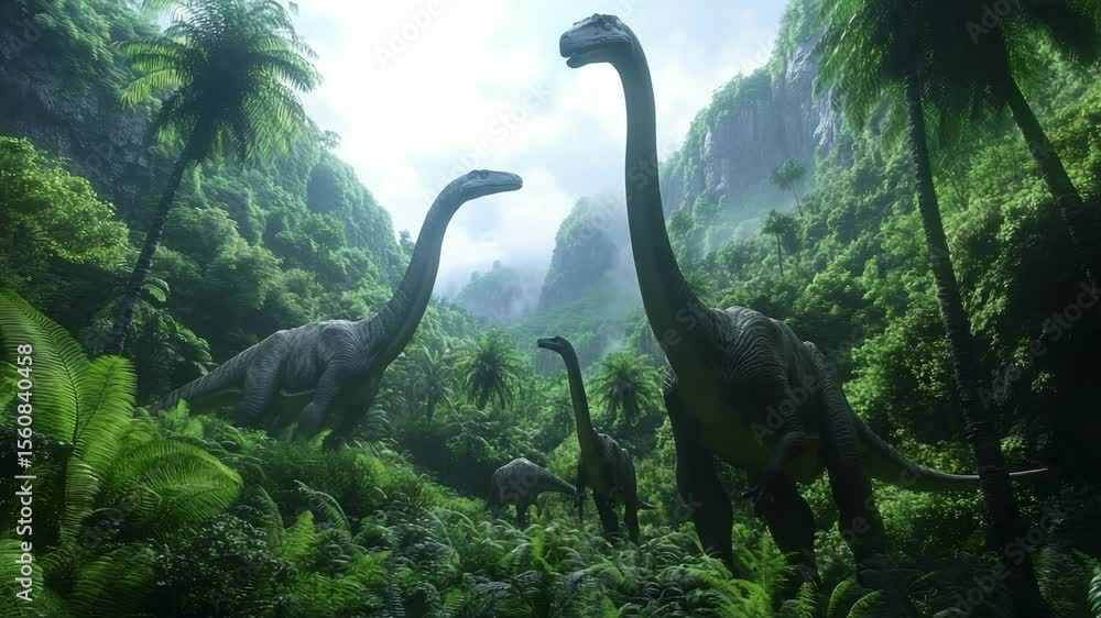 Wideo Stock: brachiosaurus herbivore dinosaur eating leaves jurassic ...