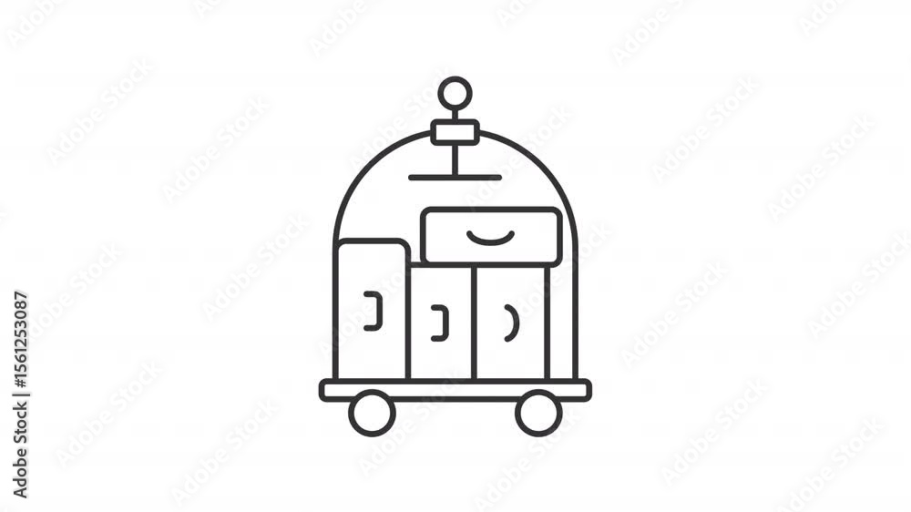 Porter service line animation. Luggage cart animated icon. Baggage ...