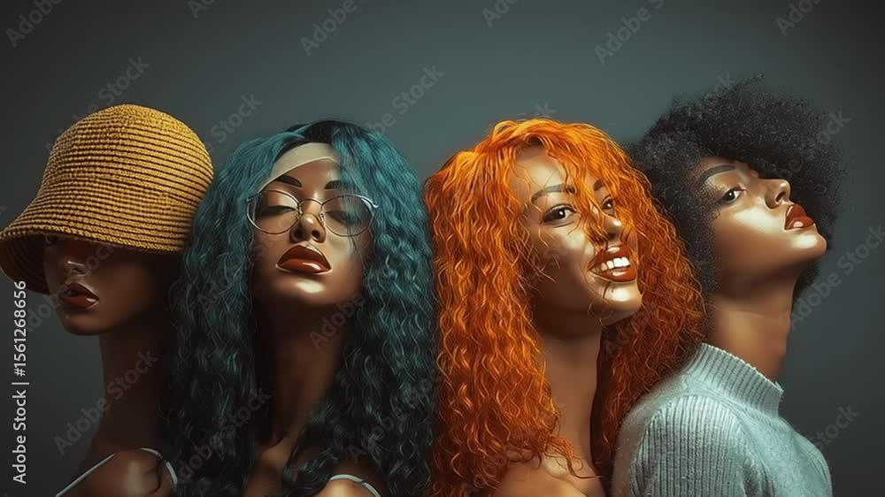 Diverse Collection of Mannequin Heads Displaying Unique Hairstyles and ...