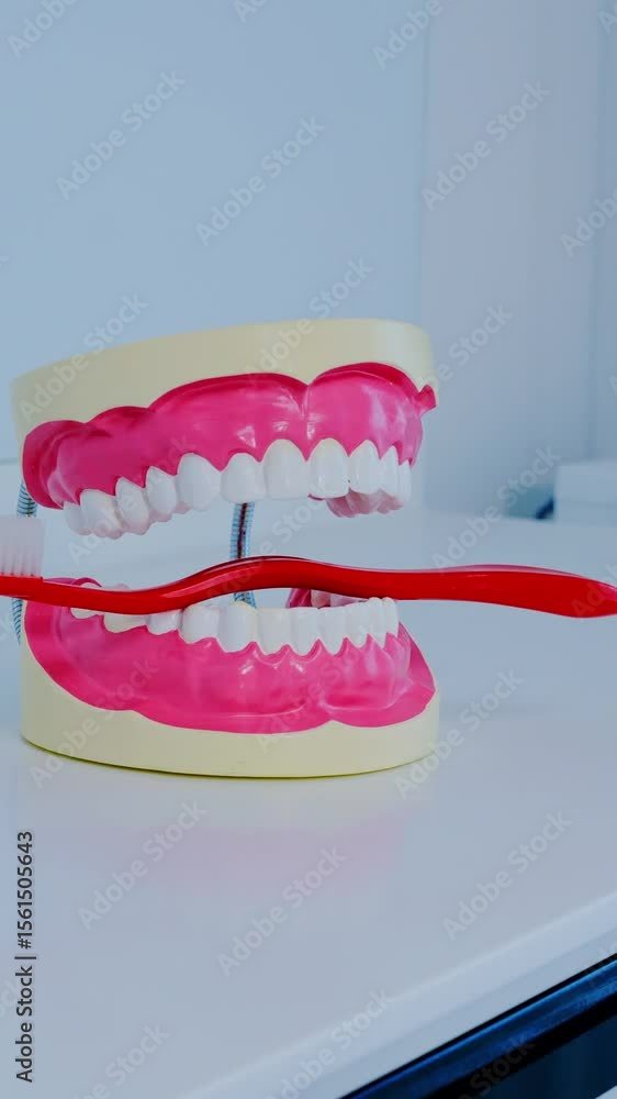 Education vertical video showing correct tooth brushing technique ...