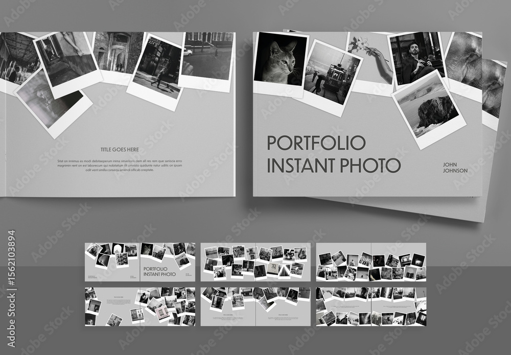 Instant Photo Collage Album Layout Stock Template | Adobe Stock