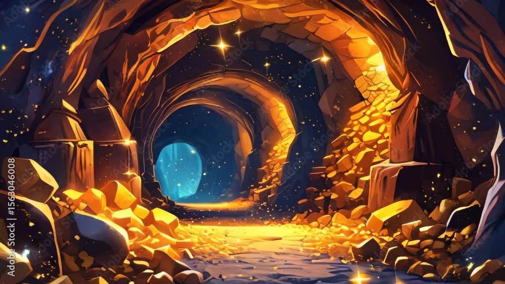 Underground gold mine setting featuring rugged tunnels and earthy ...