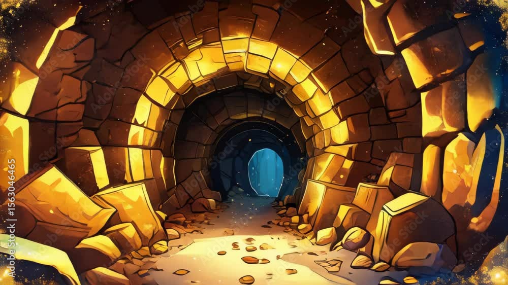 Underground gold mine setting featuring rugged tunnels and earthy ...