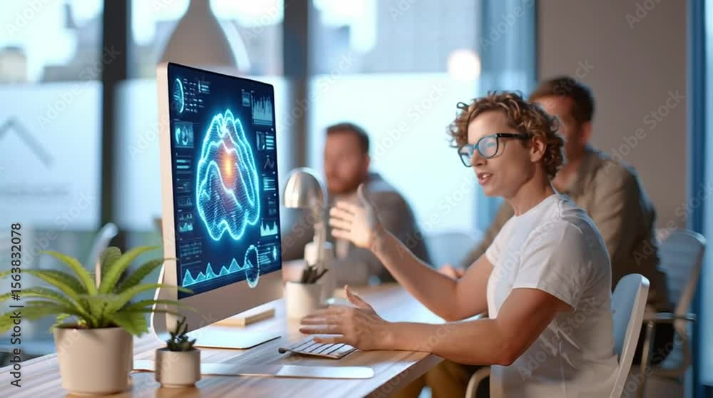 GenAI brainstorming dashboard in corporate workflow environment, multi ...