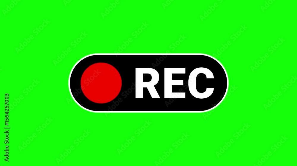 REC Button Animation with Blinking Red Dot on Green Screen Stock Video ...