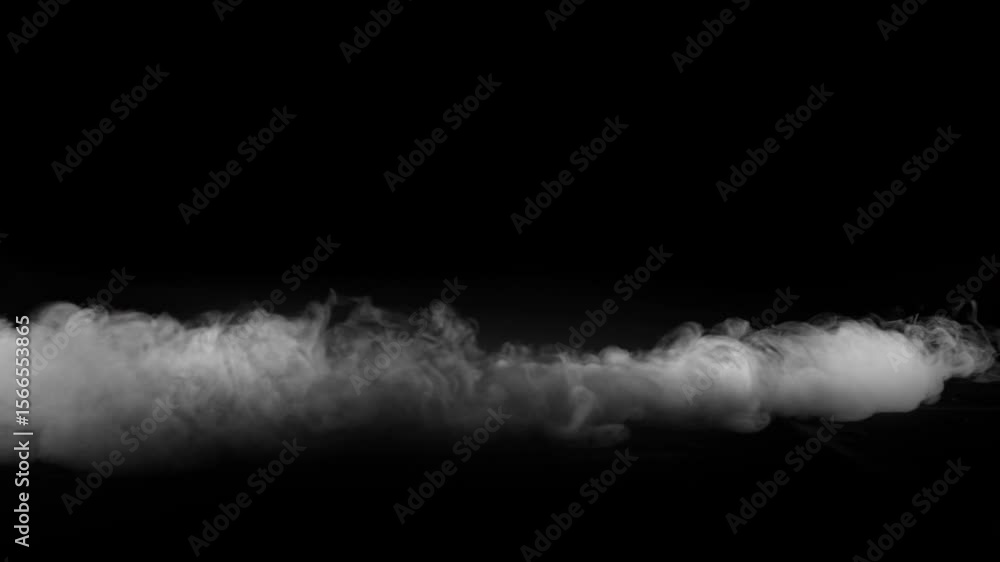 Creeping Smoke This stock motion graphics video shows a thin white ...