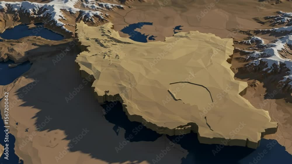 Iran 3D Topographic Map Animation: Geographical Overview and Visual ...