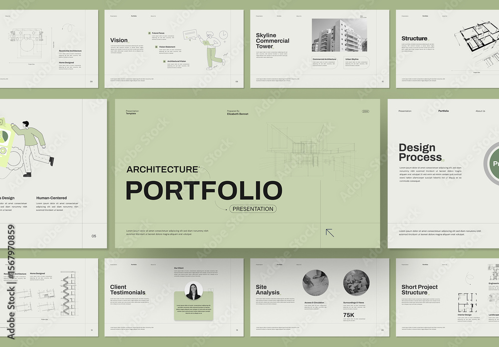 Minimal Architecture Portfolio Presentation Design Template Stock ...