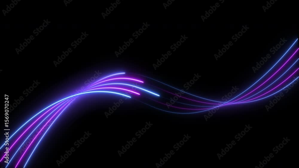 Bright neon line blue purple laser line abstract technology background ...
